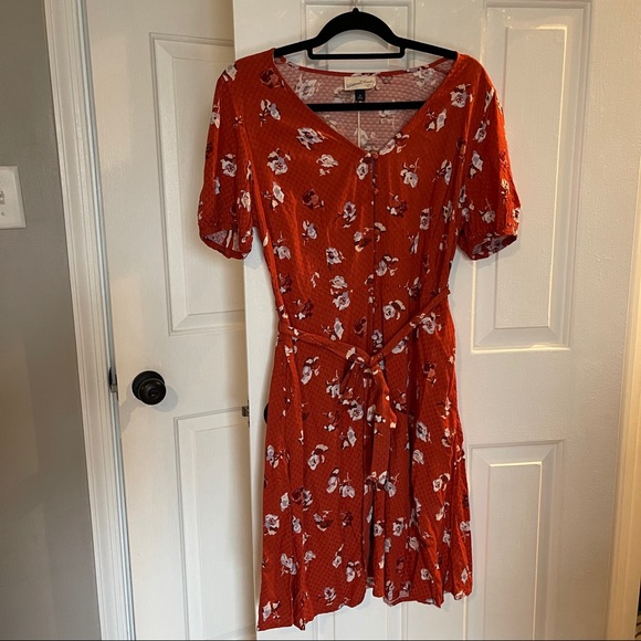 Universal Thread | Dresses | Universal Thread Red Floral Button Dress M ...